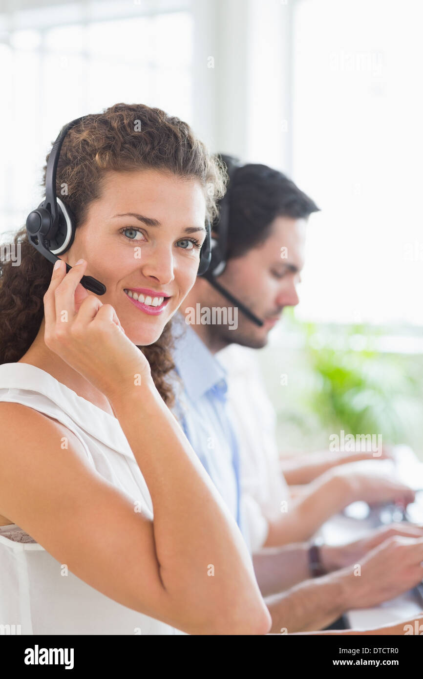 Confident call center operator Stock Photo - Alamy