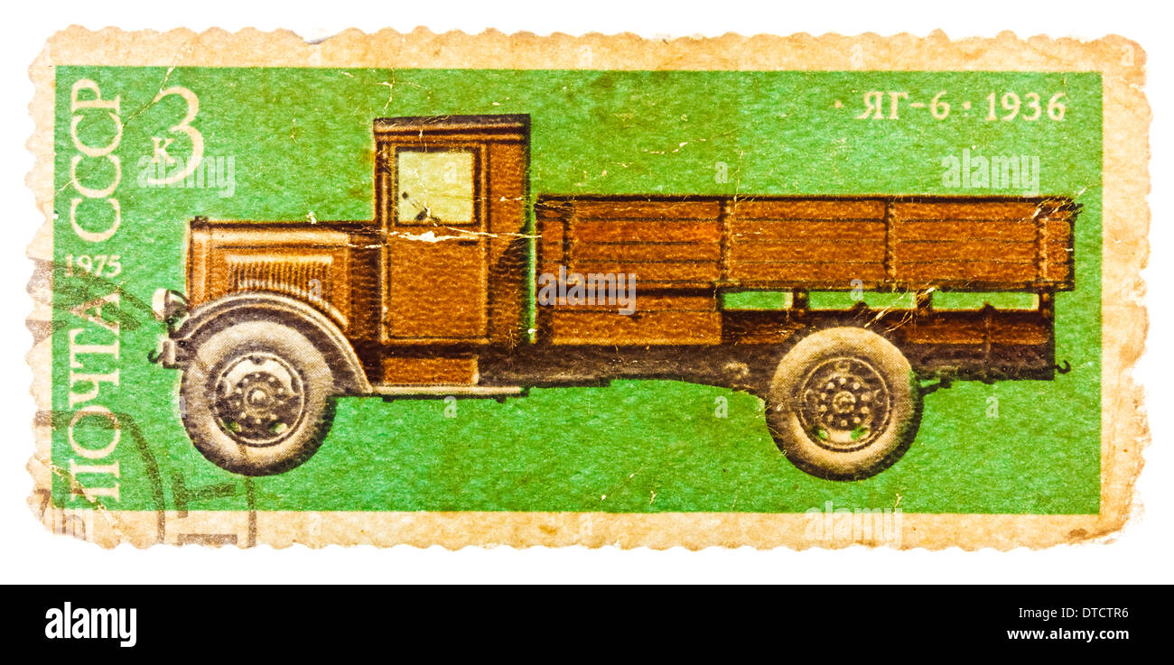 RUSSIA - CIRCA 1975: stamp printed in Russia, shows retro truck, circa ...