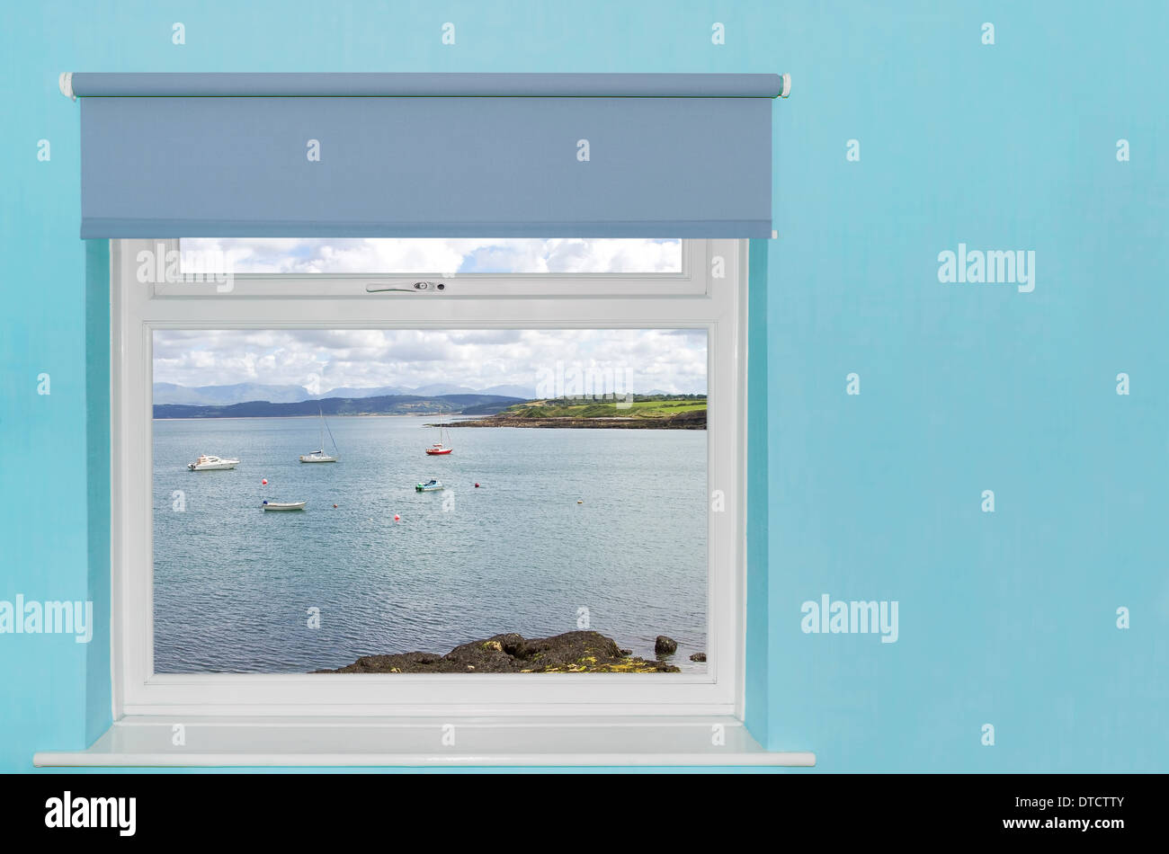 View of sea harbor with boats from a window Stock Photo - Alamy