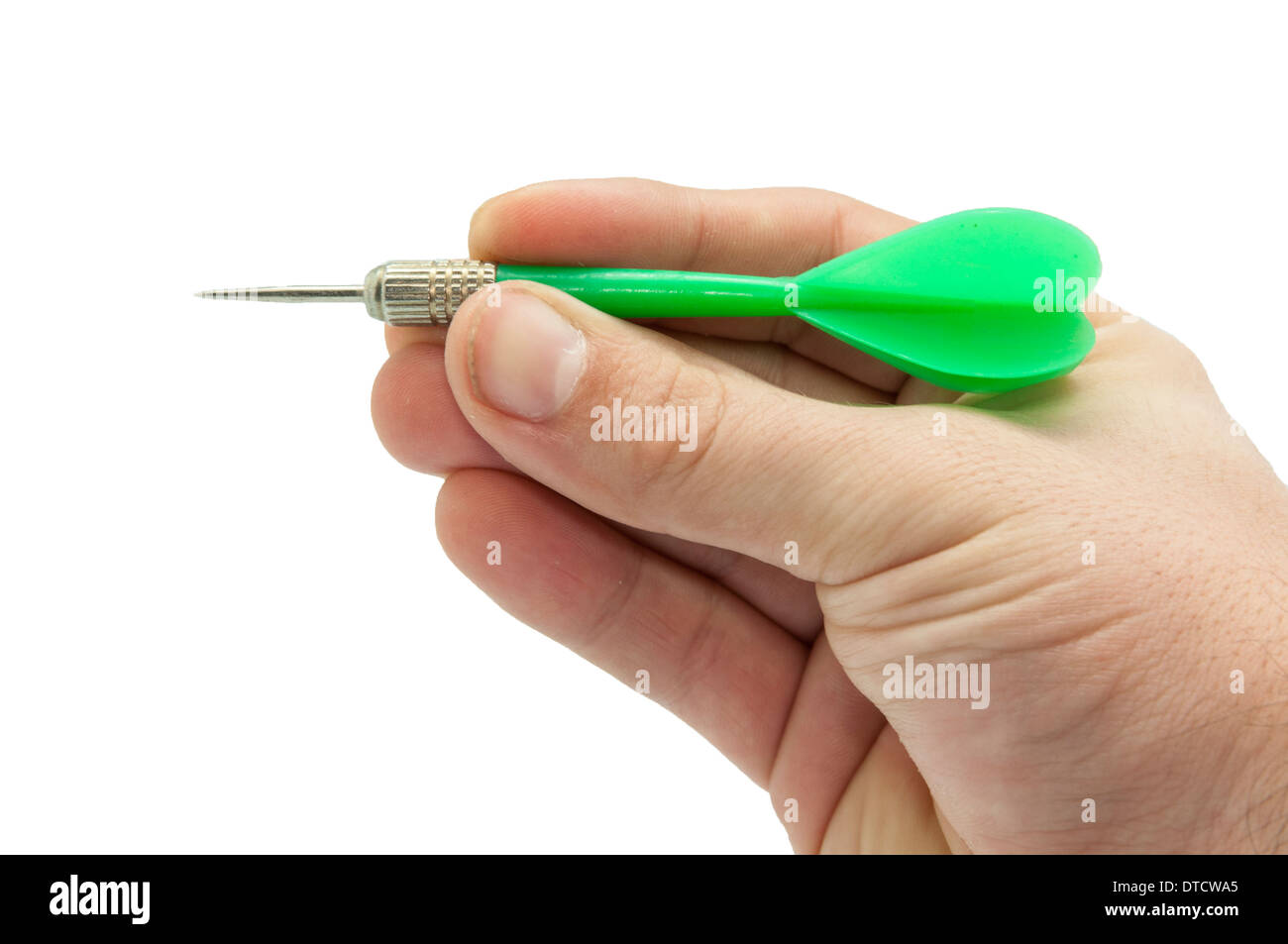 Hand with dart over a white background Stock Photo - Alamy