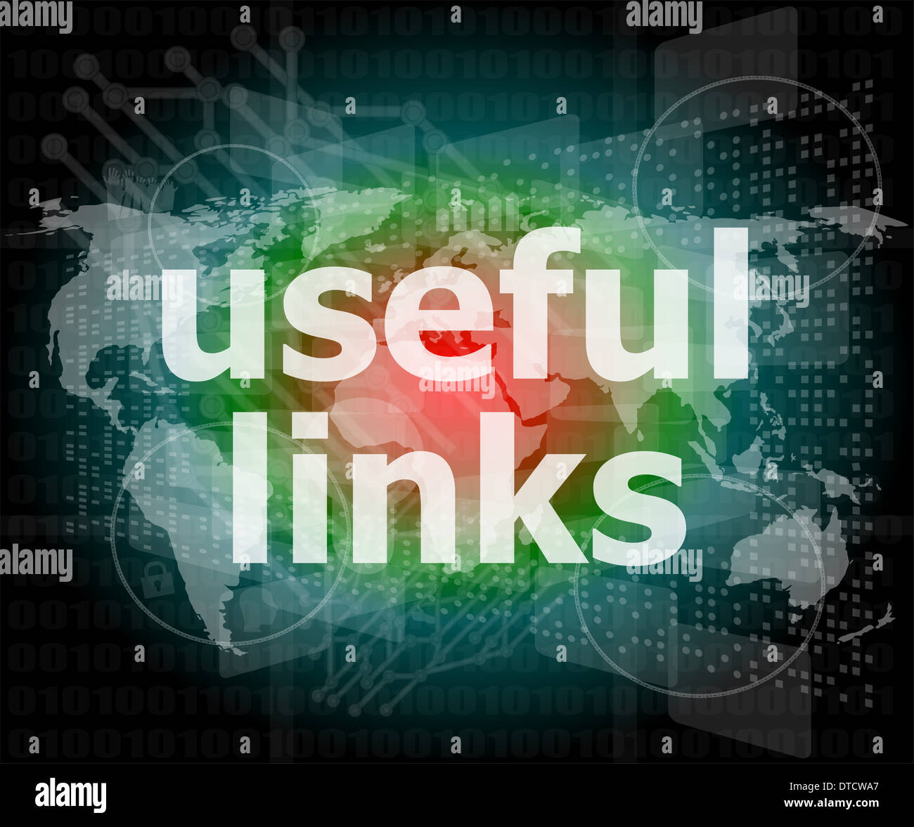 SEO web design concept: useful links on digital background Stock Photo ...