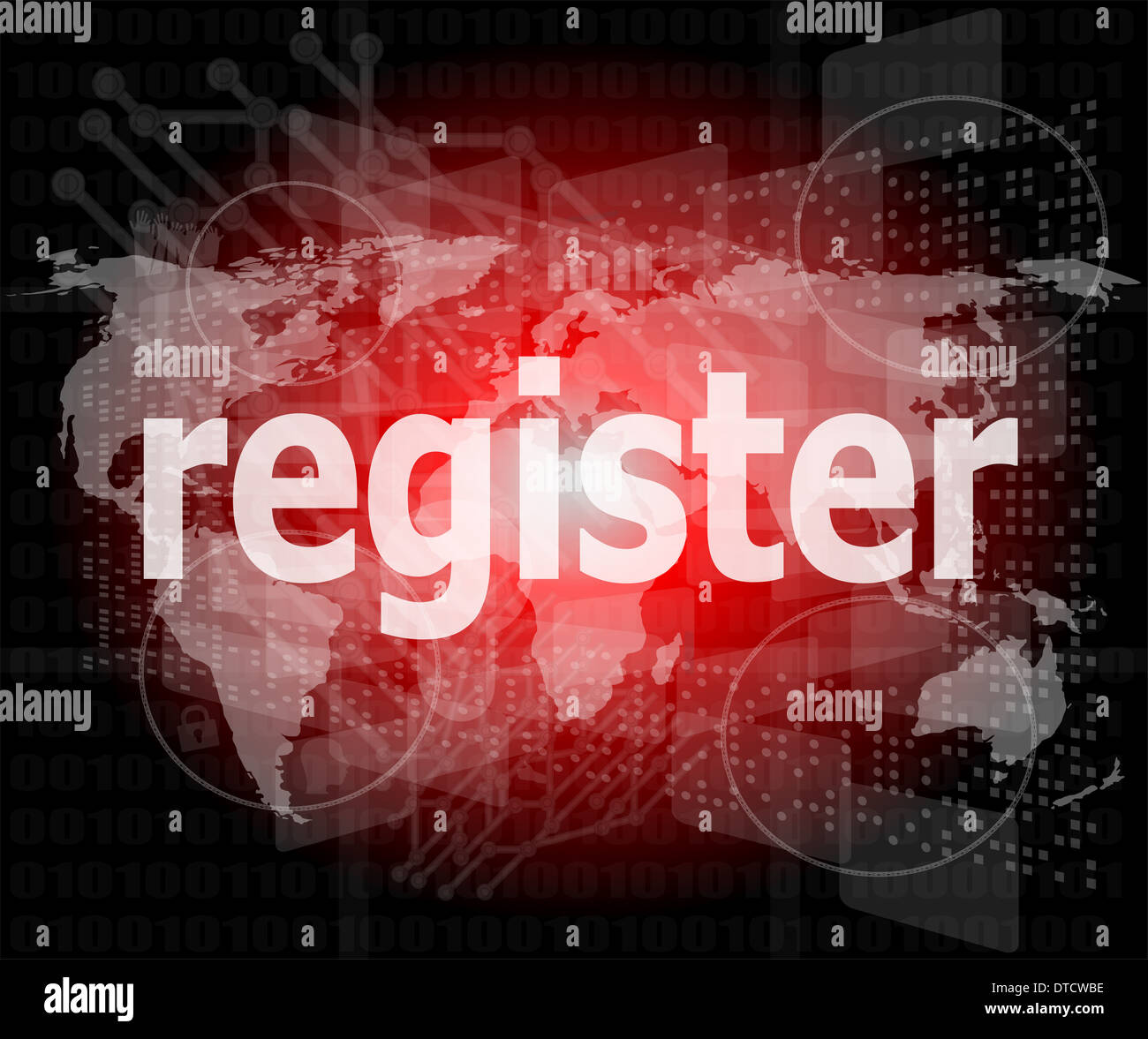 business concept: words register on digital screen Stock Photo - Alamy