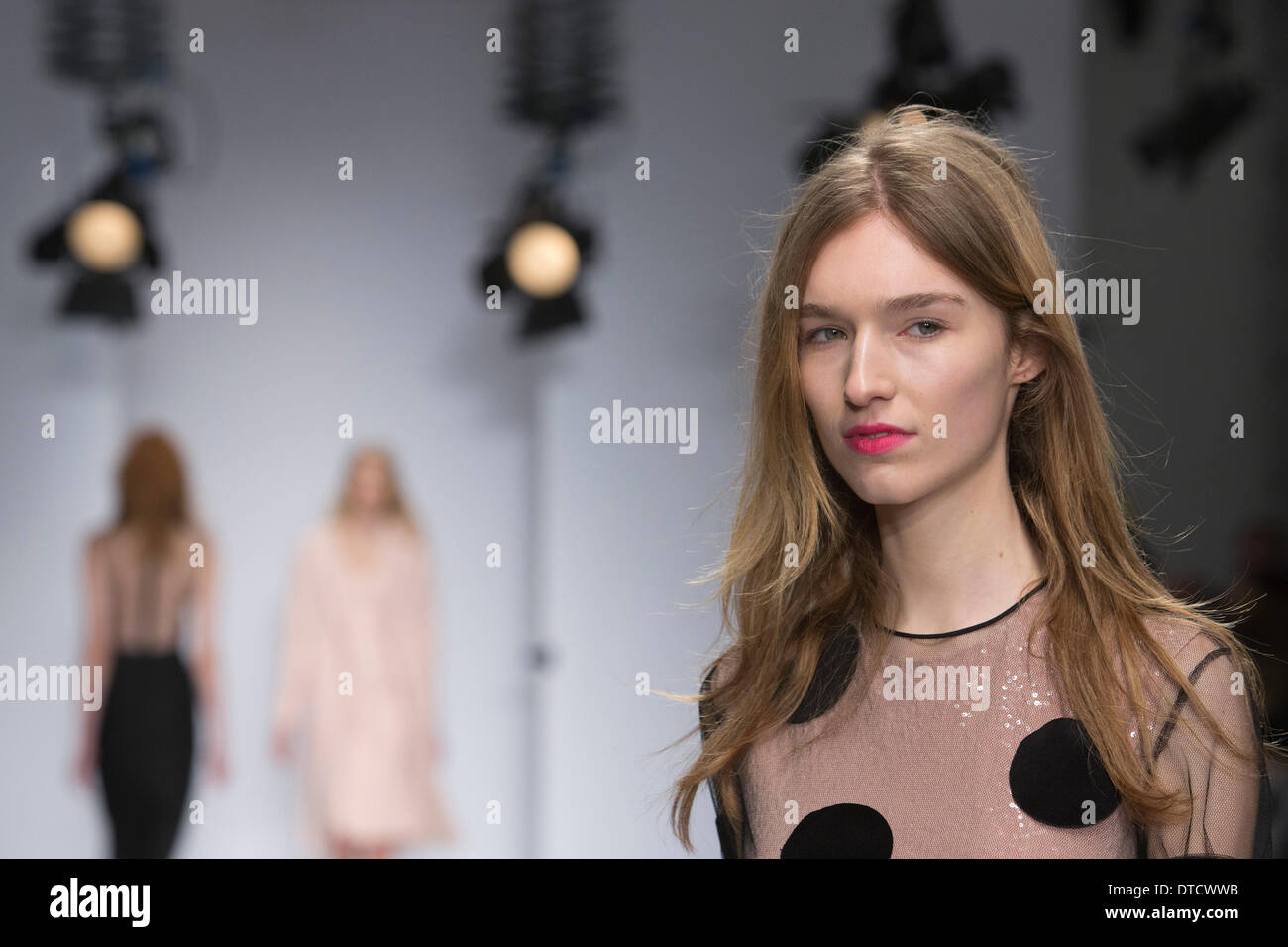 15 February 2014, London, England, UK. Models walk the runway at the ...