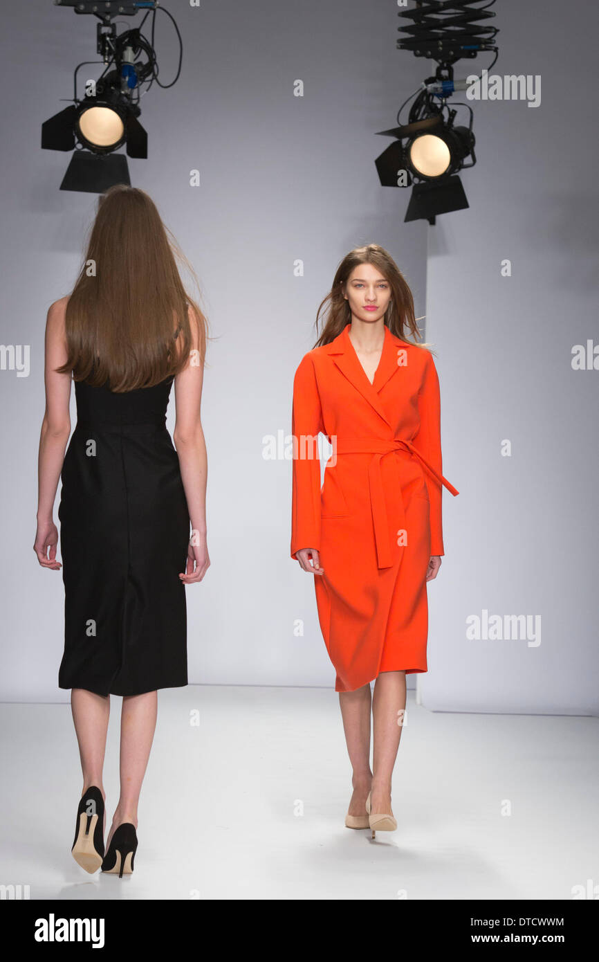 15 February 2014, London, England, UK. Models walk the runway at the ...