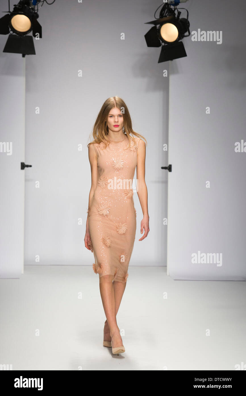 15 February 2014, London, England, UK. Models walk the runway at the ...