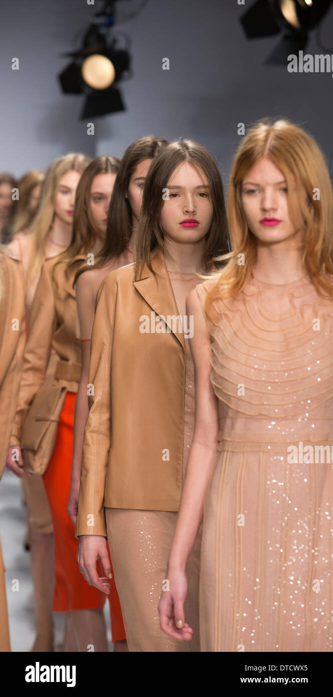 15 February 2014, London, England, UK. Models walk the runway at the ...