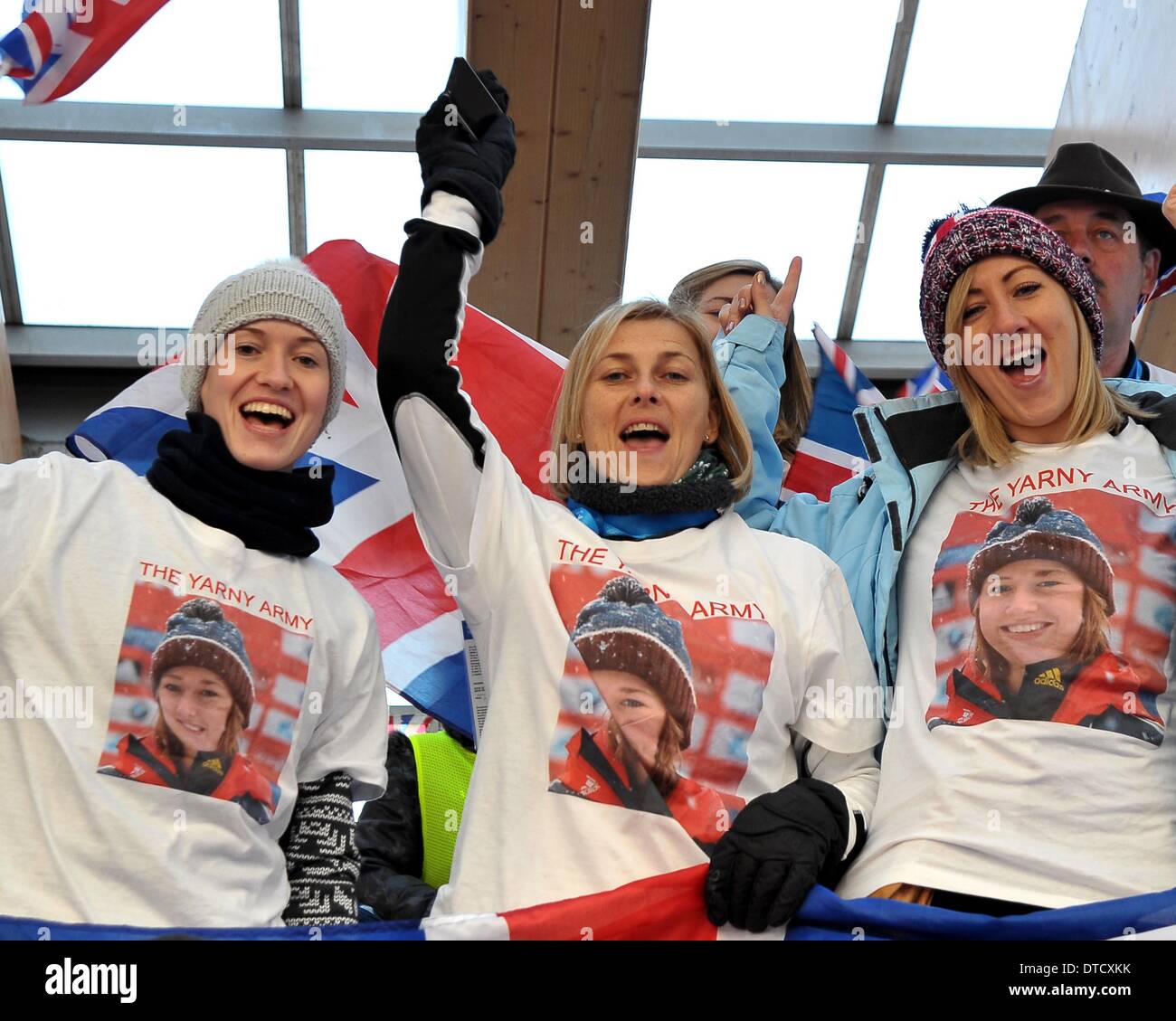 Sochi, Russia. 14th Feb, 2014. The 'Yarney Army', Lizzy Yarnold ...