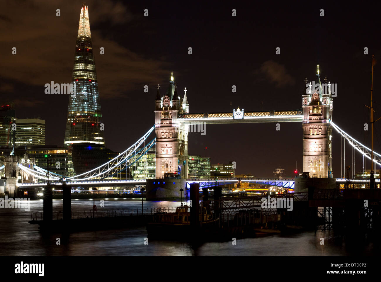 Tower Bridge and The Shard at night Stock Photo - Alamy