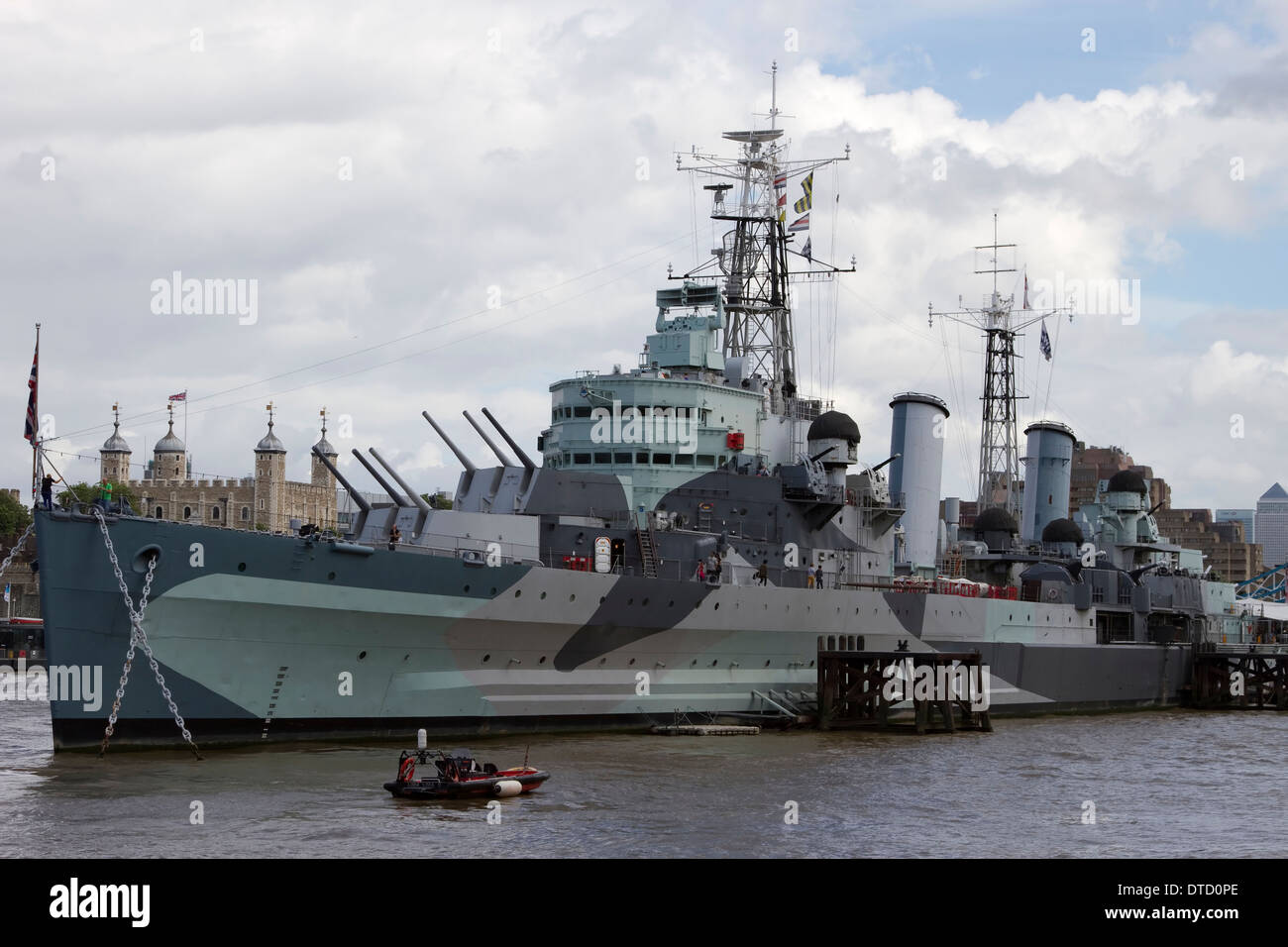 This image shows HMS Belfast, a decommissioned Royal Navy light cruiser ...