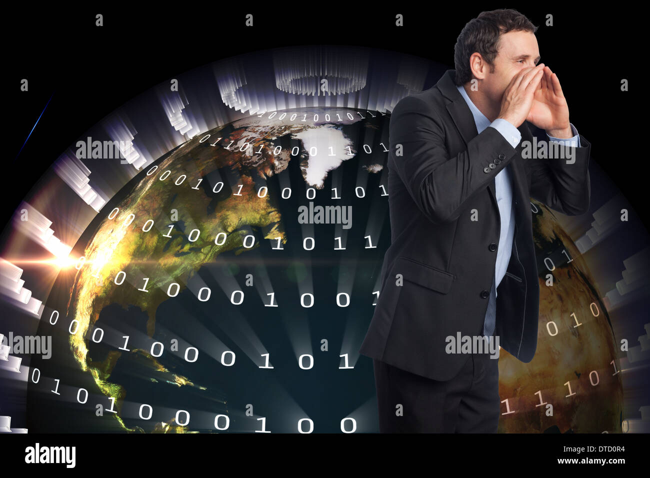 Composite image of shouting businessman Stock Photo - Alamy