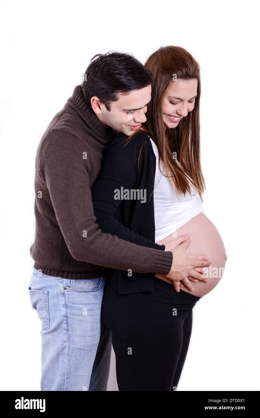 Happy pregnant couple portrait Stock Photo - Alamy