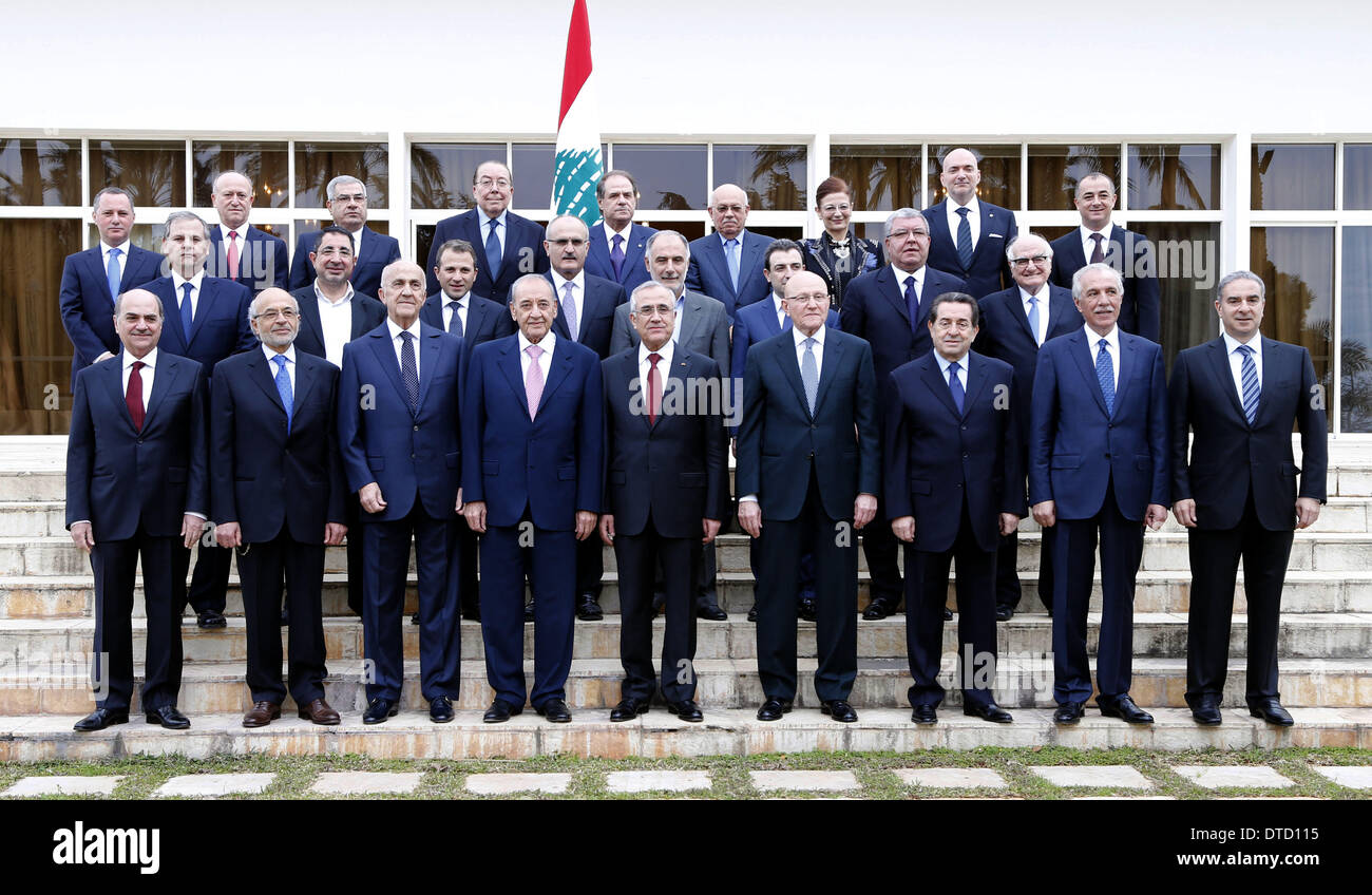 Beirut, Lebanon. 15th Feb, 2014. Lebanese President Michel Suleiman ...