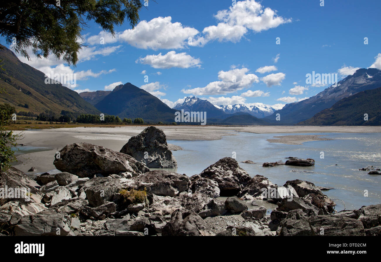 River Dart, looking towards Mt Earnslaw and forbes mountains, Mount ...