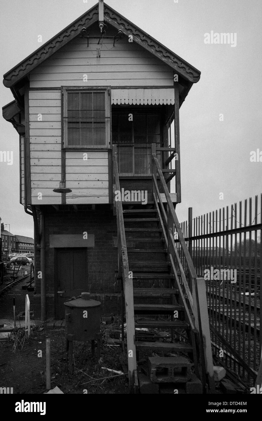 The signal box at Oswestry Railway Station in Shropshire, now disused ...