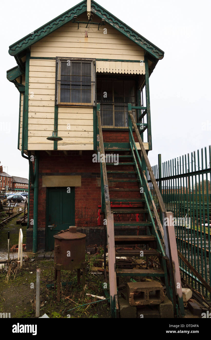 The signal box at Oswestry Railway Station in Shropshire, now disused ...
