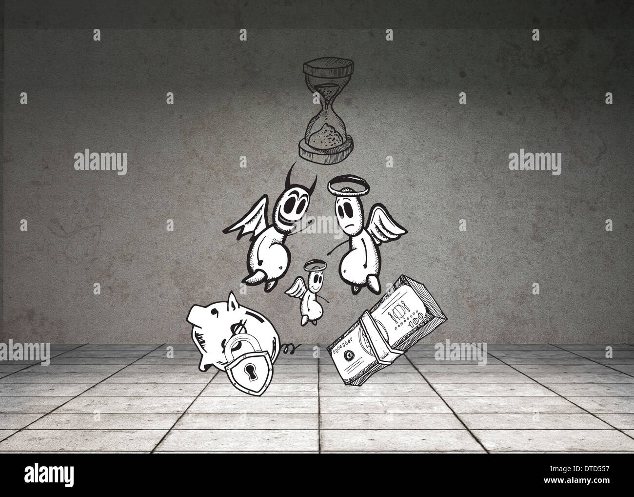 Composite image of good banking vs bad banking doodle Stock Photo - Alamy