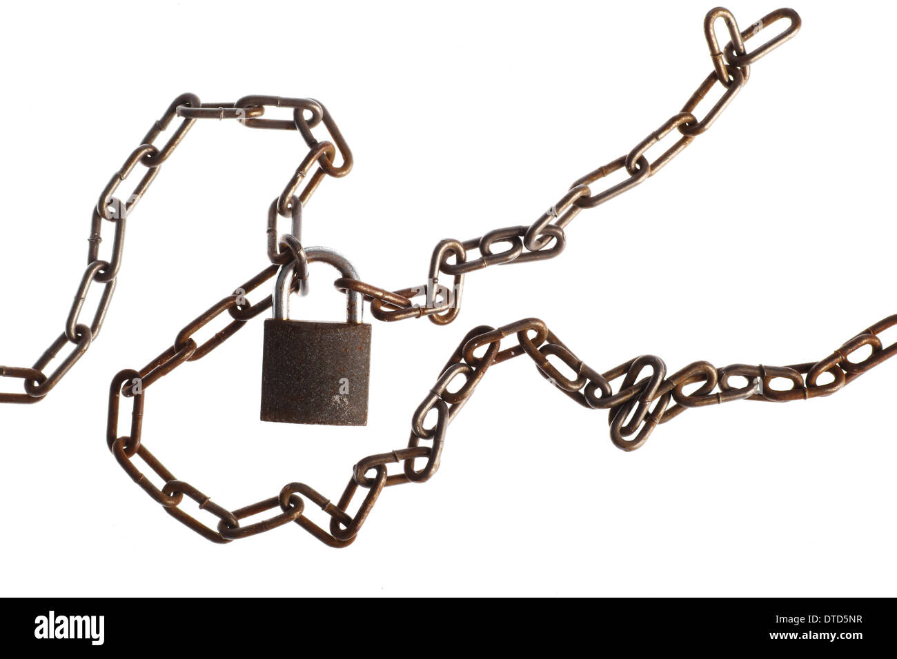 Color detail of some rusty chains and a lock, on white Stock Photo - Alamy