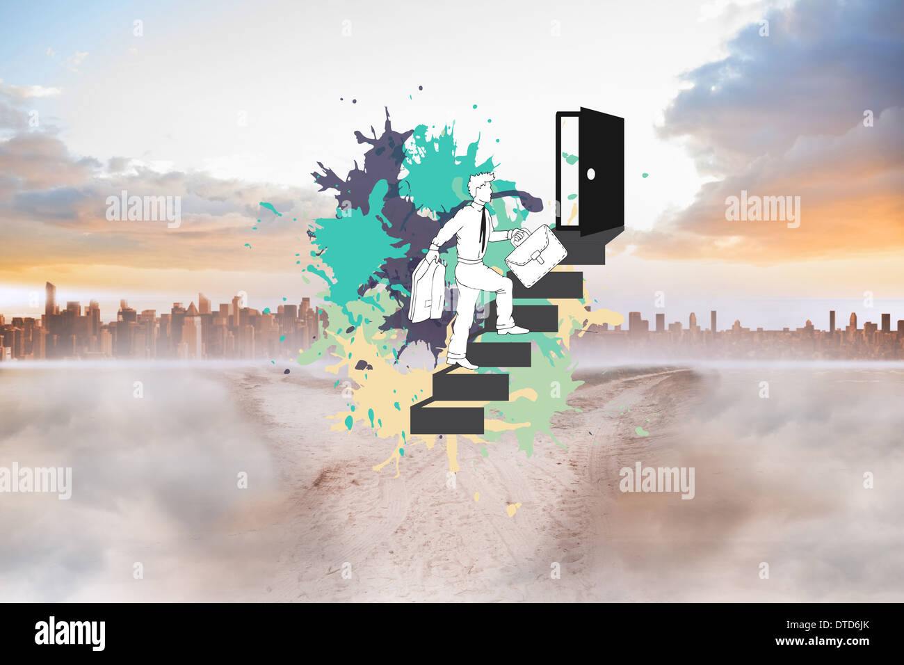 Composite image of career progression concept on paint splashes Stock ...
