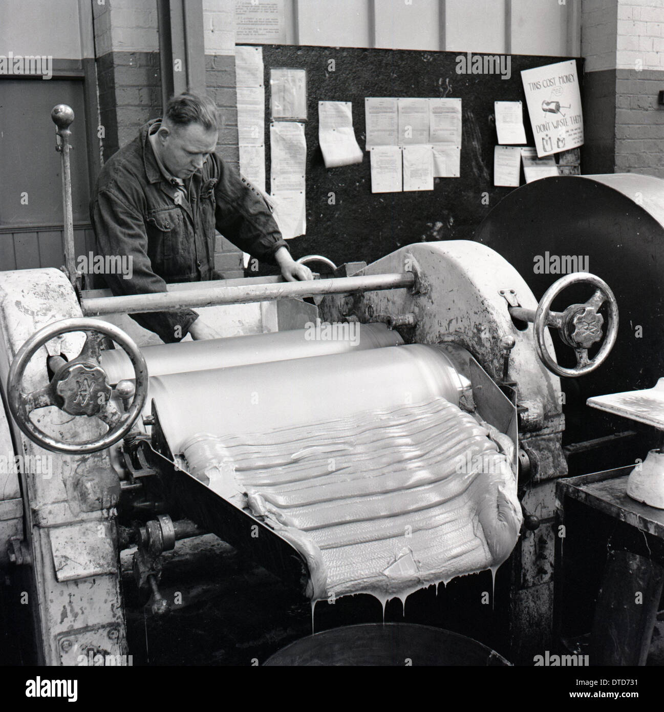 1950s historical picture of a workman using Stock Photo - Alamy