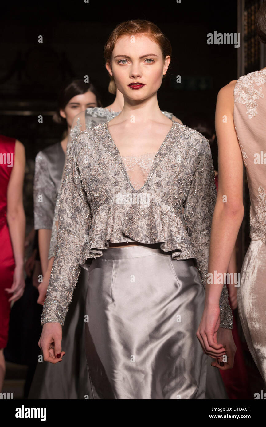 15 February 2014, London, England, UK. Models walk the runway at the ...