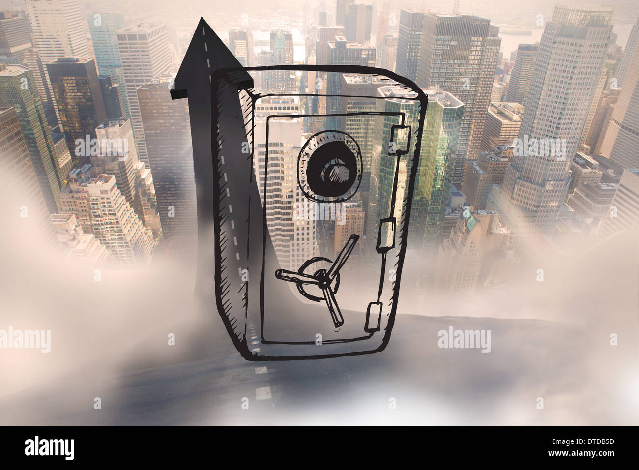 Composite image of large safe doodle Stock Photo - Alamy