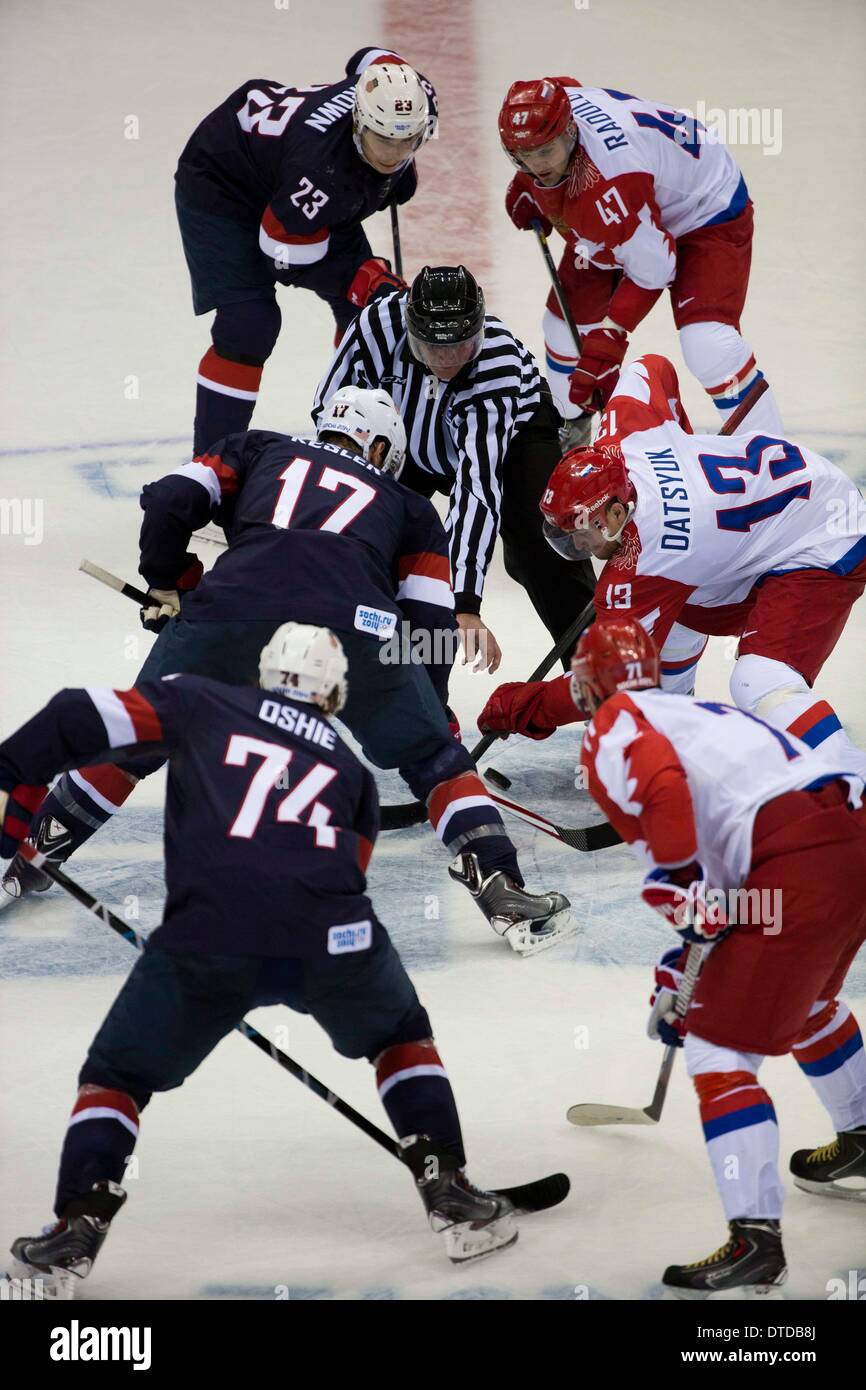 Sochi, Russia. 15th Feb, 2014. Ryan Kesler (17) of the United States ...
