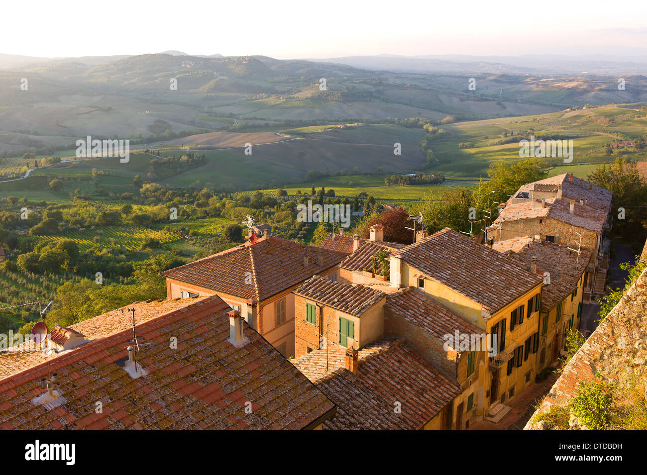 Landscape view from the Tuscan hill town of Montepulciano, Tuscany ...
