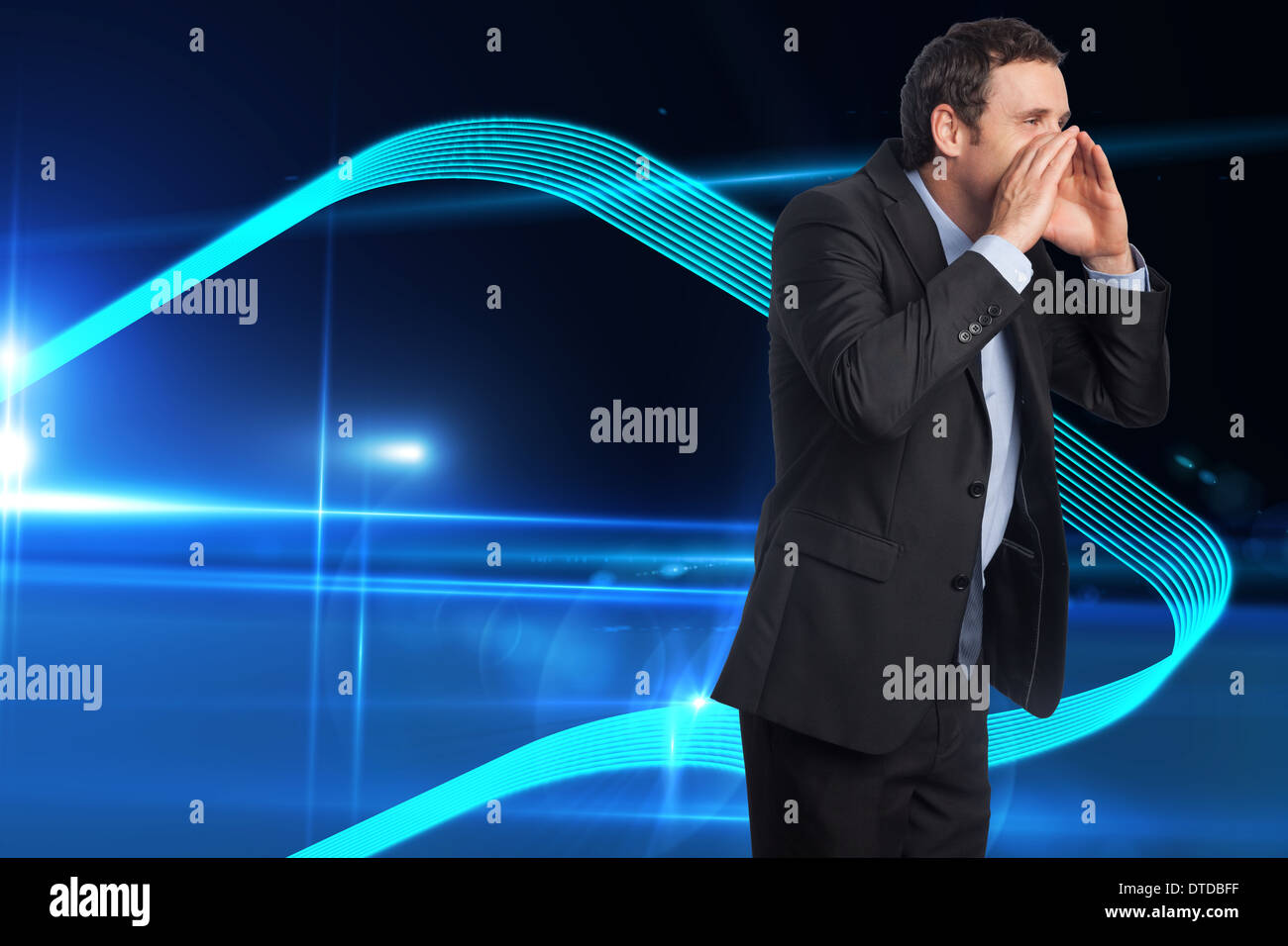 Composite image of shouting businessman Stock Photo - Alamy