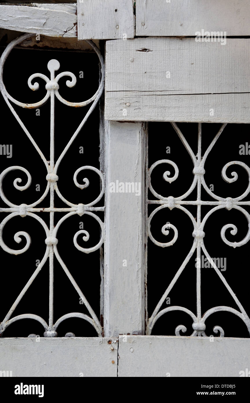 Vintage decorative metal pattern and grungy wood background with rusty ...