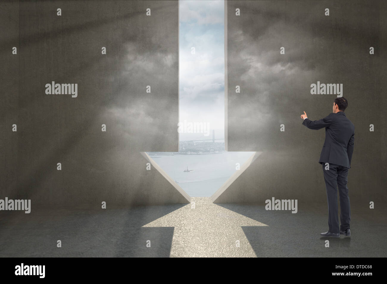 Composite image of asian businessman pointing Stock Photo - Alamy