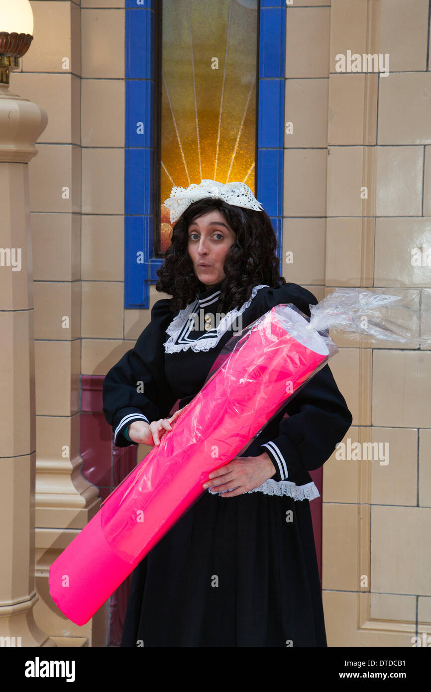 Giant stick of rock Blackpool Lancashire, UK 'Lady Ethel', Jemma Drake ...