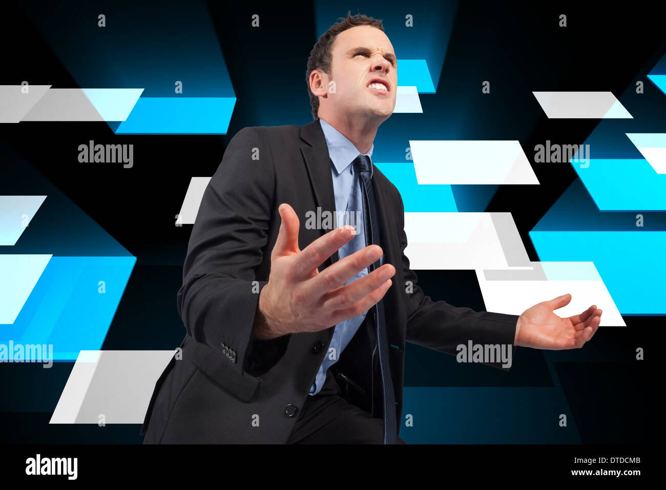 Composite image of businessman posing with arms out Stock Photo - Alamy