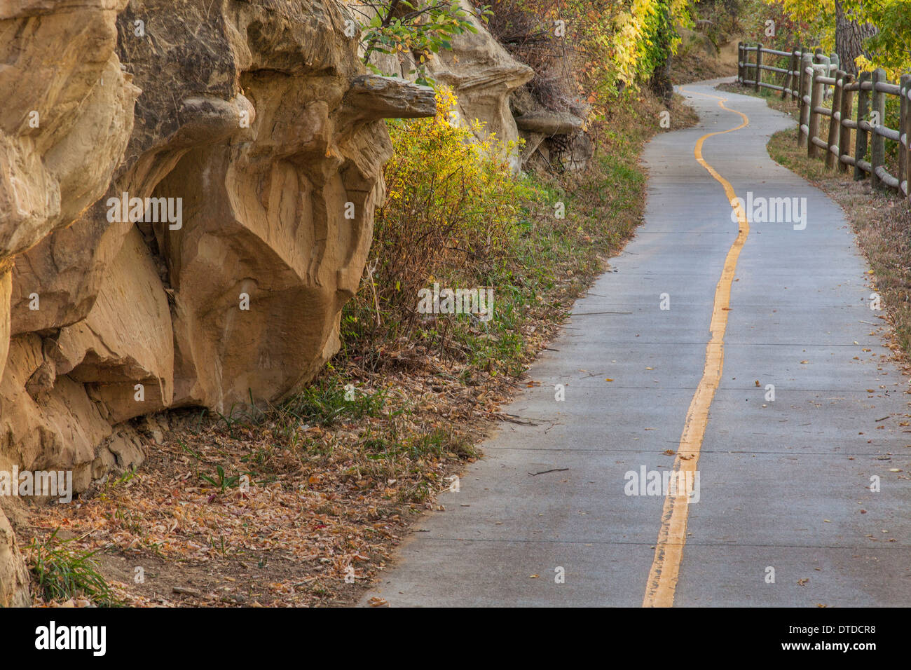 narrow bike and recreation path - fall scenery, Poudre River Corridor ...