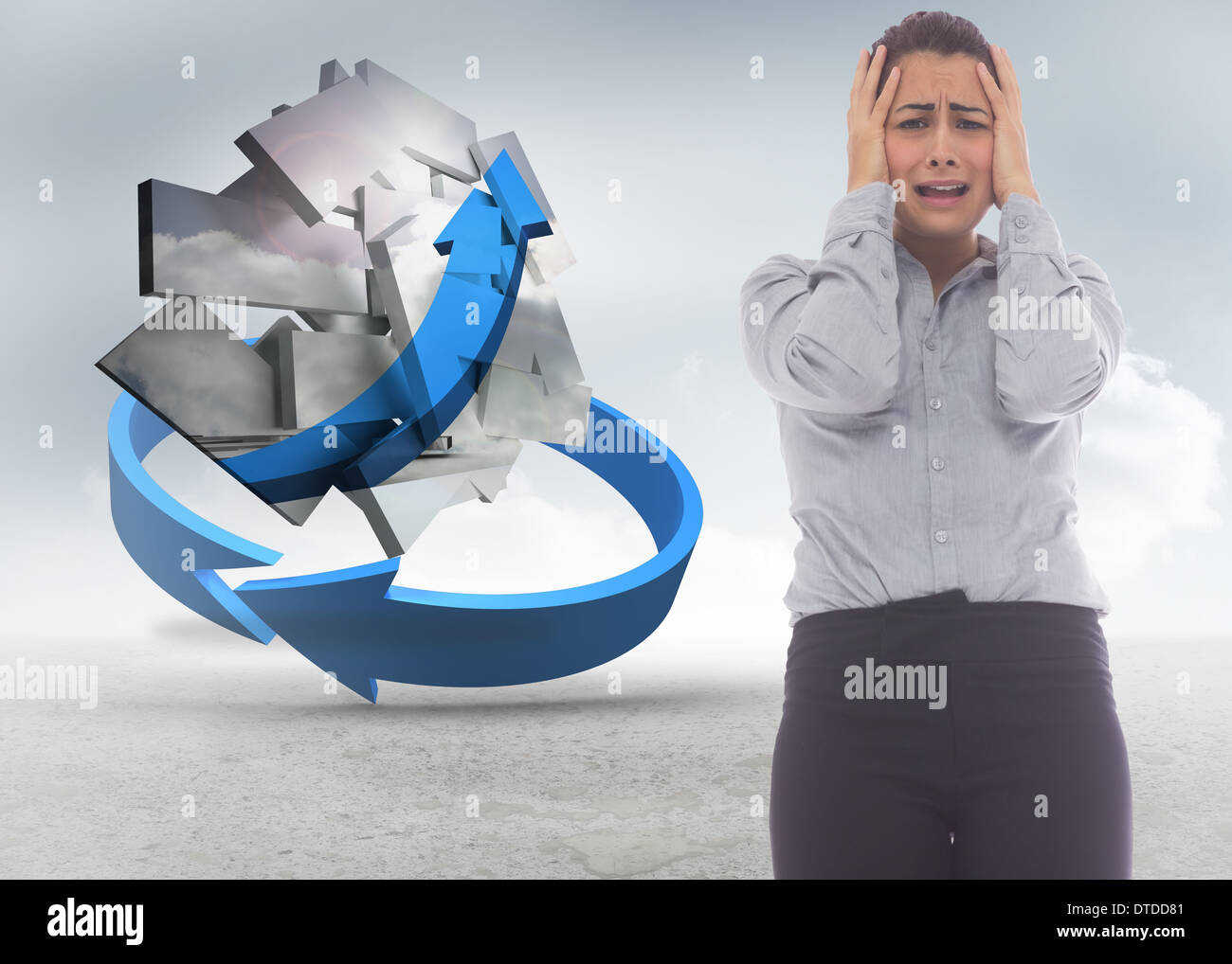 Composite image of desperate businesswoman Stock Photo - Alamy
