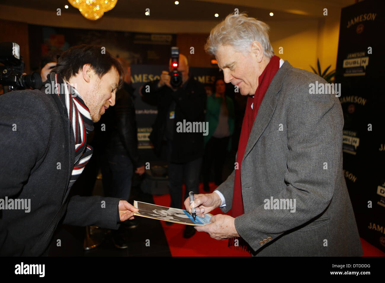 Dublin, Ireland. 15th February 2014. Cast member James Fox signs an ...