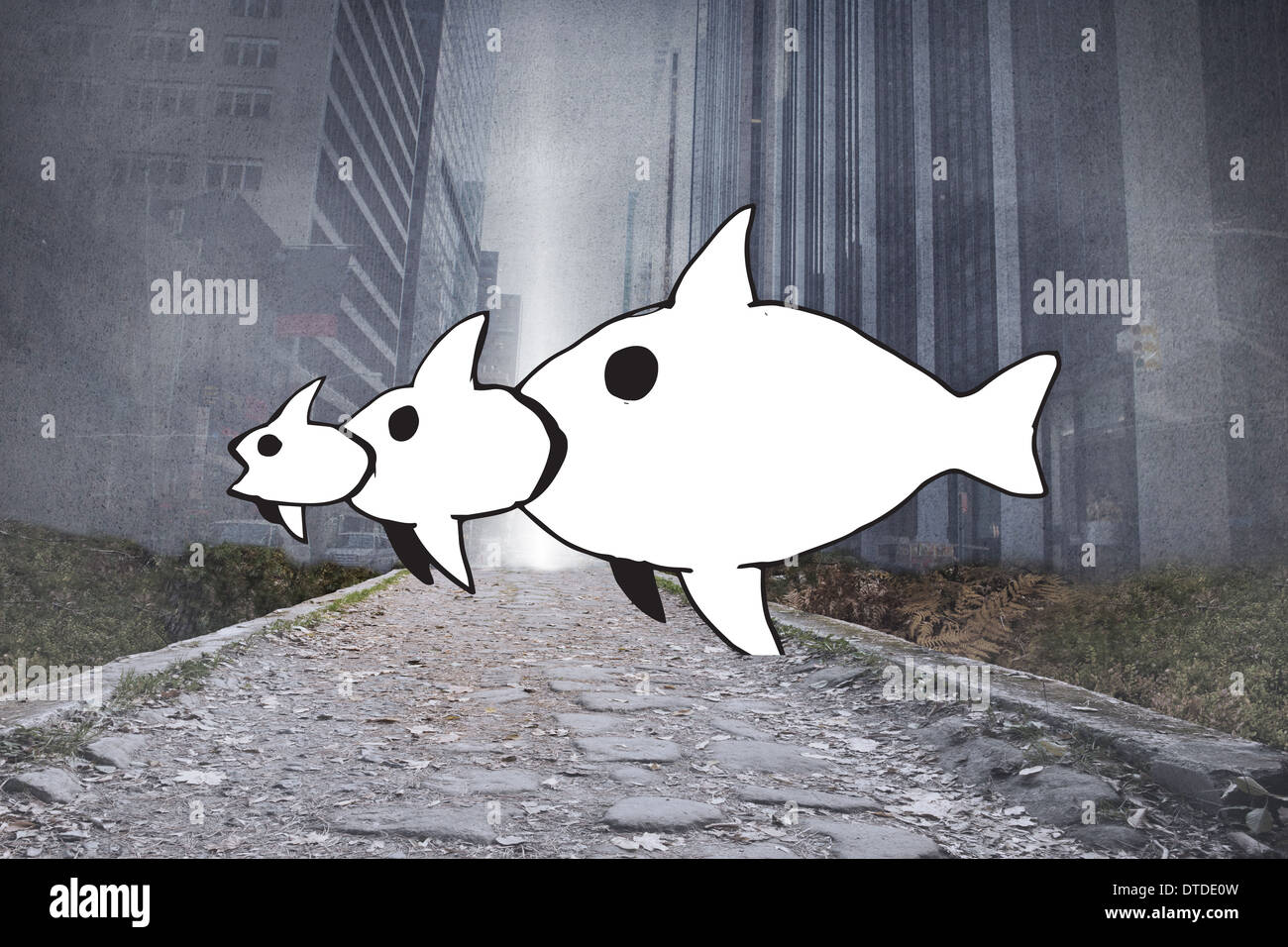 Composite image of fish eating a fish eating a fish Stock Photo - Alamy