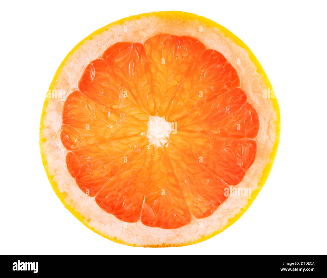 Slice of ruby grapefruit isolated on white background with clipping path Stock Photo - Alamy