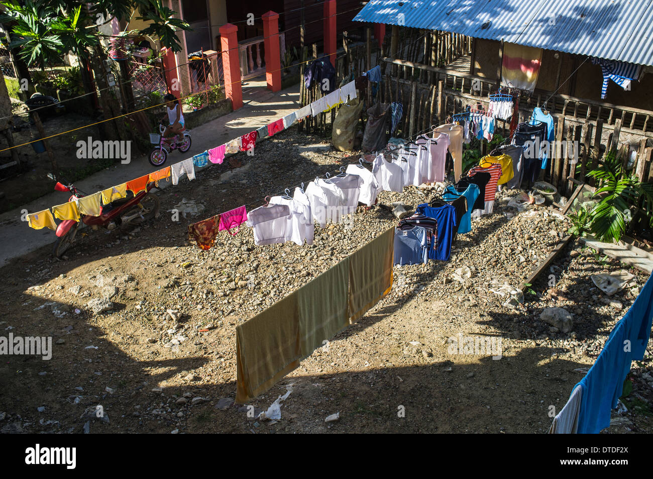 Washed clothes hung out to dry, Philippines Stock Photo - Alamy
