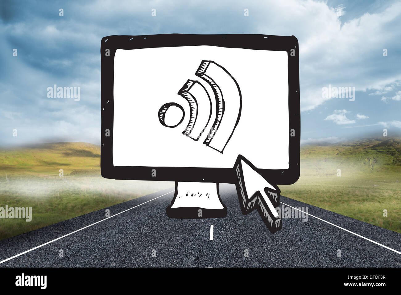 Composite image of wifi icon on computer screen Stock Photo - Alamy