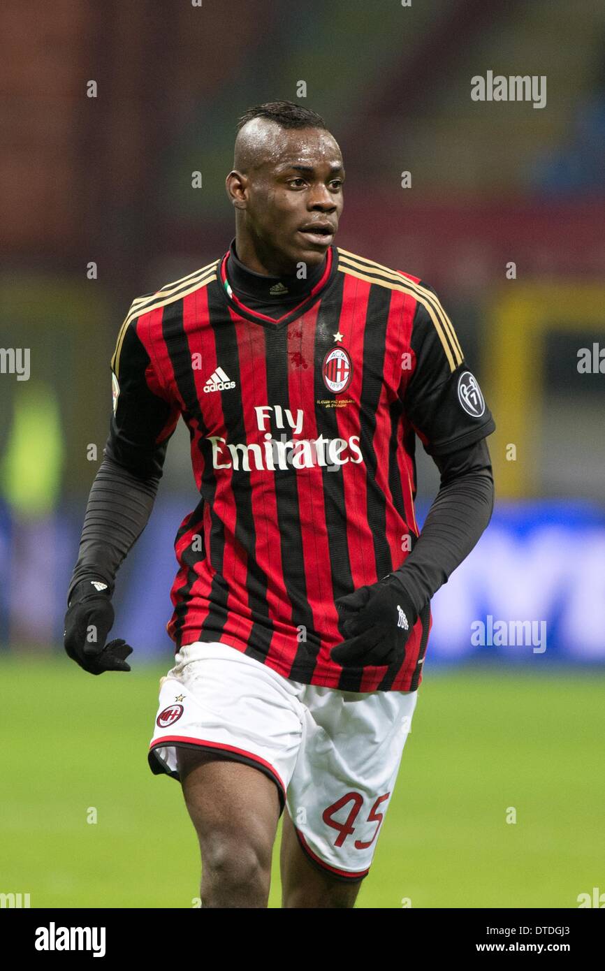Milan, Italy. 14th Feb, 2014. Mario Balotelli (Milan) Football / Soccer ...
