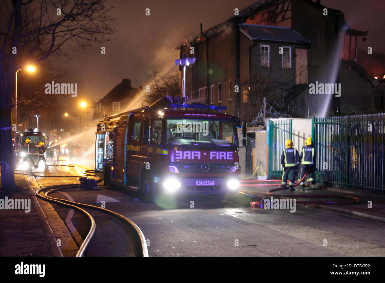 Firefighters scene fire in canning town hi-res stock photography and ...