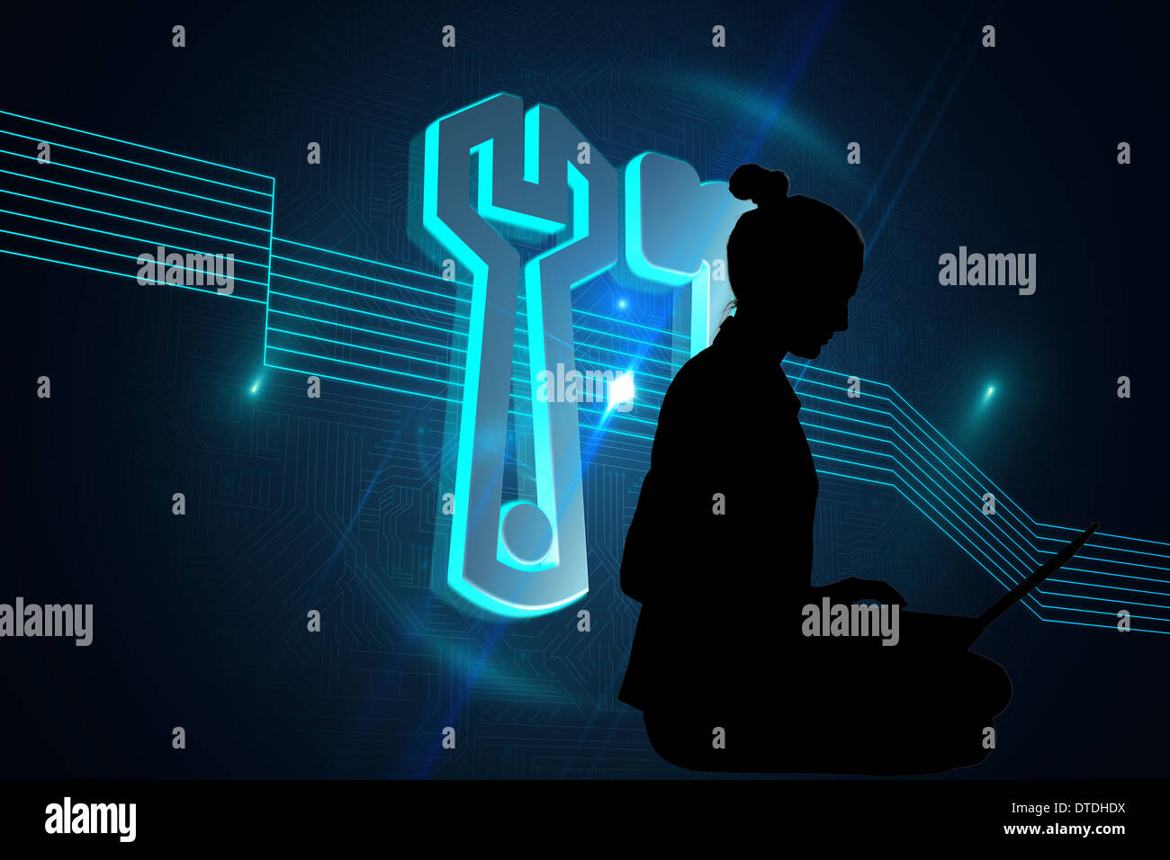 Composite image of shiny tools on black background Stock Photo - Alamy