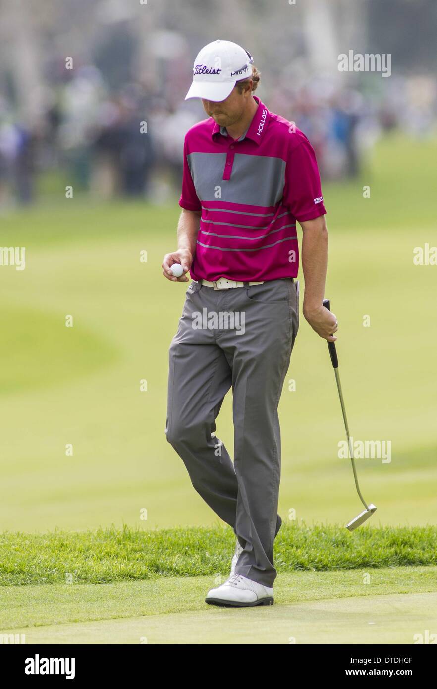 Los Angeles, California, USA. 15th Feb, 2014. Bryce Molder reacts to ...