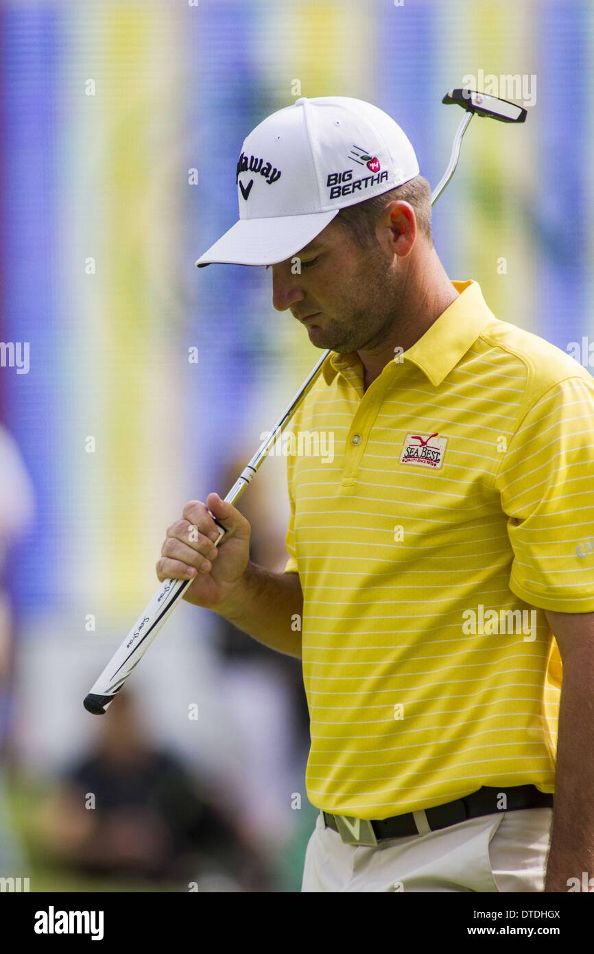 Los Angeles, California, USA. 15th Feb, 2014. Matt Every reacts his ...