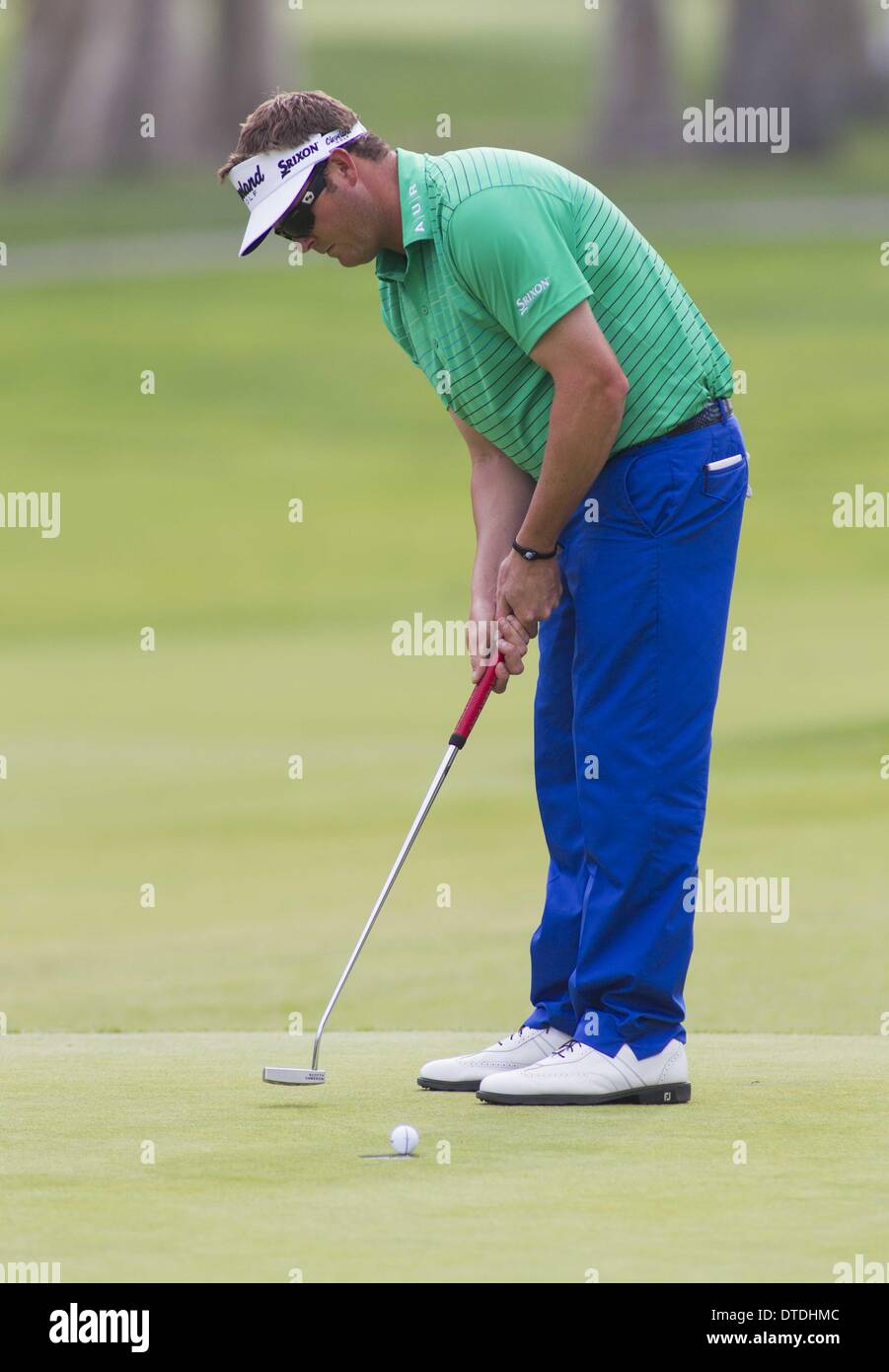 Los Angeles, California, USA. 15th Feb, 2014. Charlie Beljan hits his ...