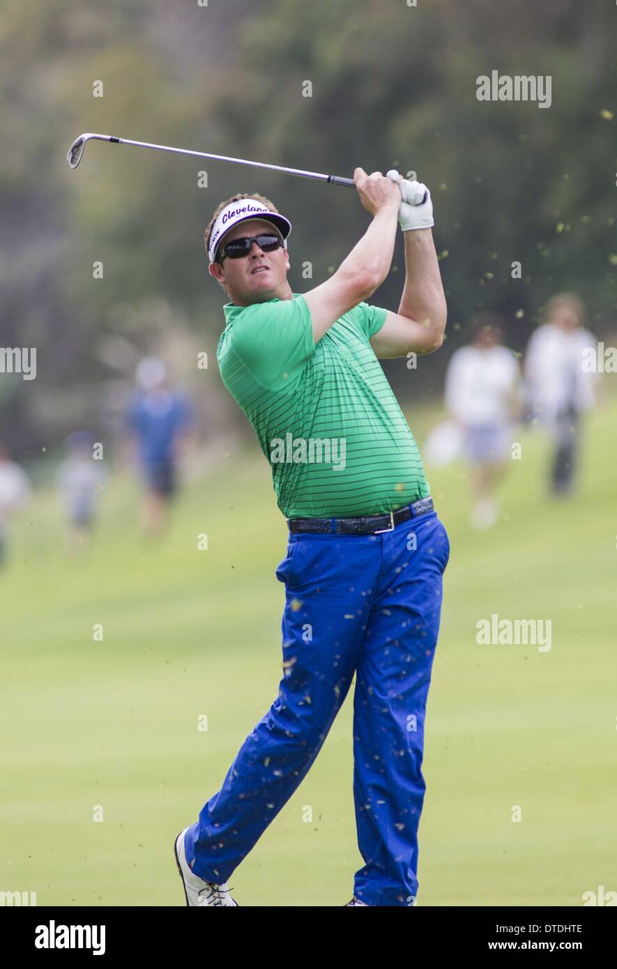 Los Angeles, California, USA. 15th Feb, 2014. Charlie Beljan hits his ...