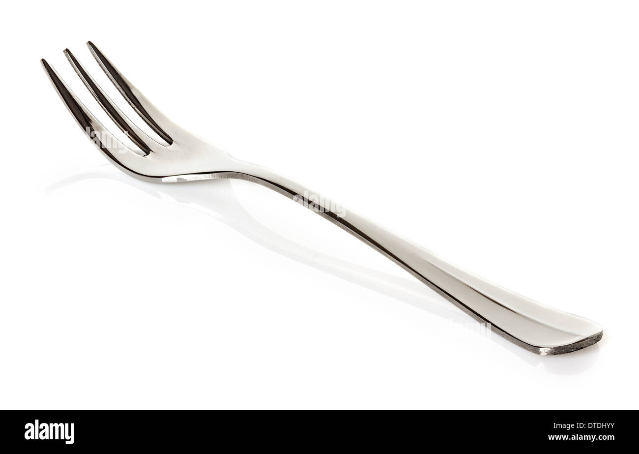 Steel metal small dessert fork isolated Stock Photo - Alamy