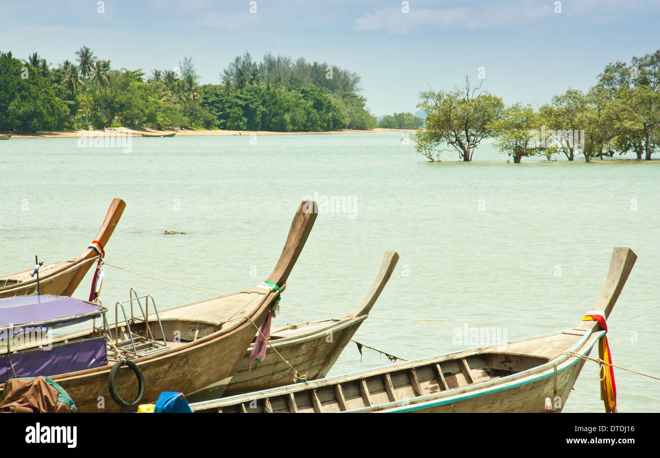 Local fishing boats. Moored in the harbor where the water is not deep ...