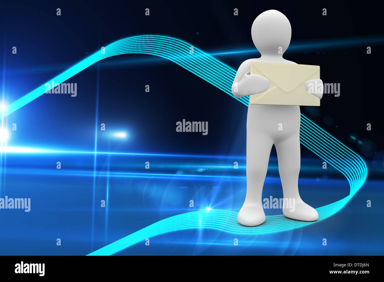 Composite image of white character holding message Stock Photo - Alamy