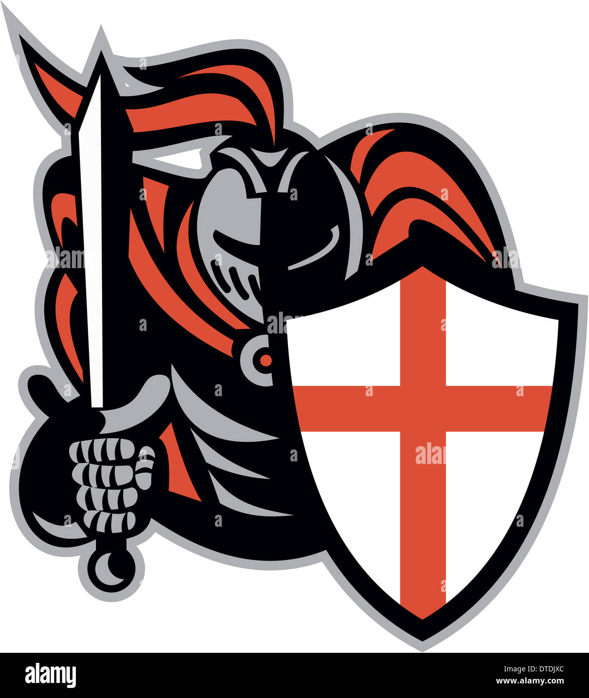Illustration of an English knight with sword and England flag shield ...